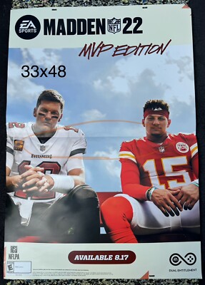 Tom Brady Madden 22 MVP Edition OFFICIAL PROMO 33x48 RARE Poster ...