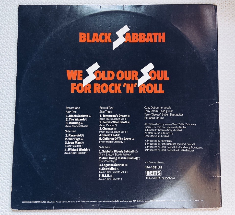 Black Sabbath ‎- We Sold Our Soul For Rock 'N' Roll Vinyl Brasil 1982 ...