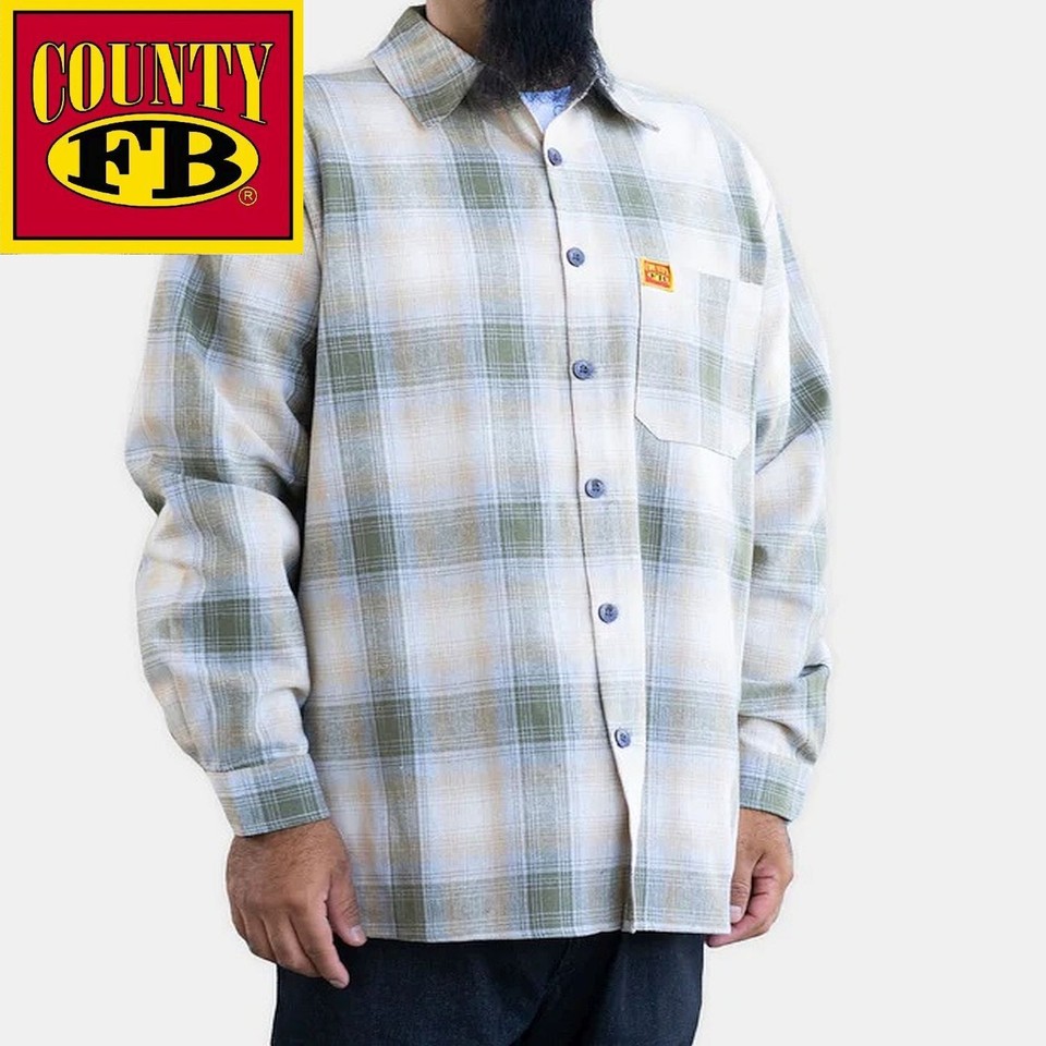 FB County Long Sleeve Plaid Checker Flannel Shirt | eBay