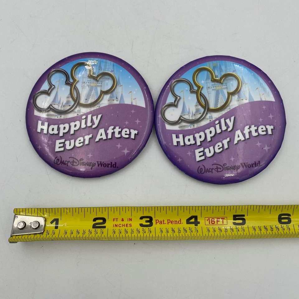 Walt Disney World Happily Ever After Pins Buttons Just Married Happy ...