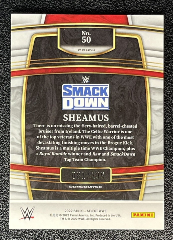 2022 Panini Select WWE Sheamus Concourse #50 Light Blue Prizm 081 /299 ...