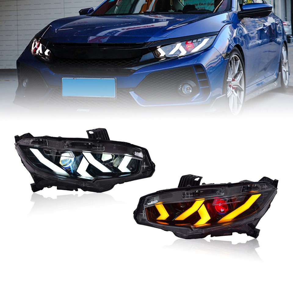 LED Sequential Headlights For 2016-2021 Honda Civic Sedan 10th Gen ...