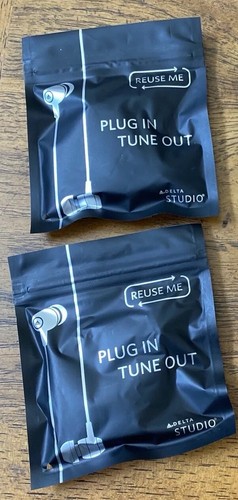2 pairs New Delta Airlines Studio 3.5mm Wired Earbuds In-Ear Headphones ...