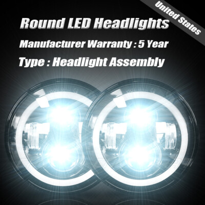 For Hummer H2 2003-2009 Pair DOT 7 inch Round LED Headlights DRL High ...