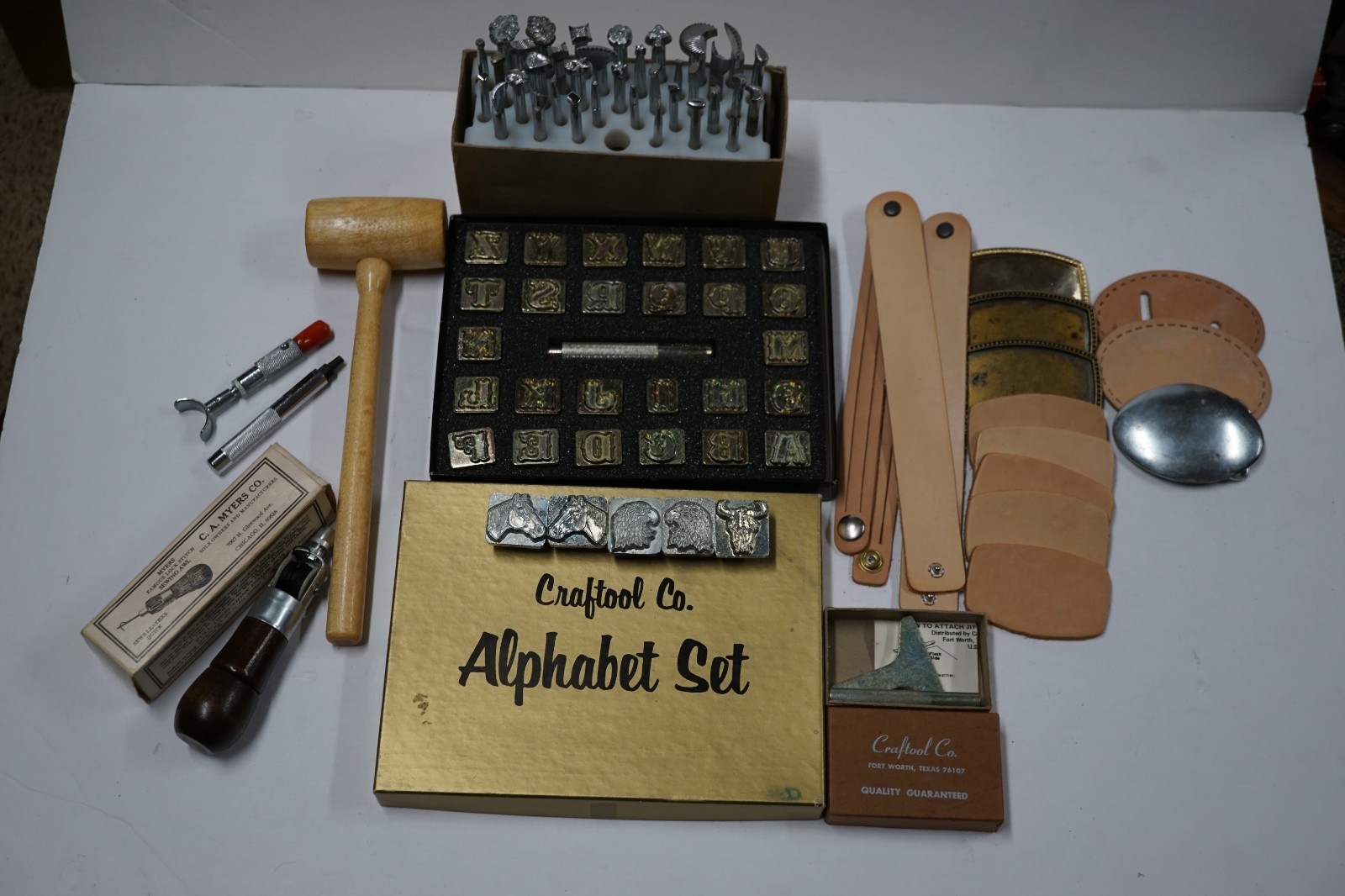 Vintage nice Lot of Leather Carving Tools Stamps all Craftool Co. USA ...