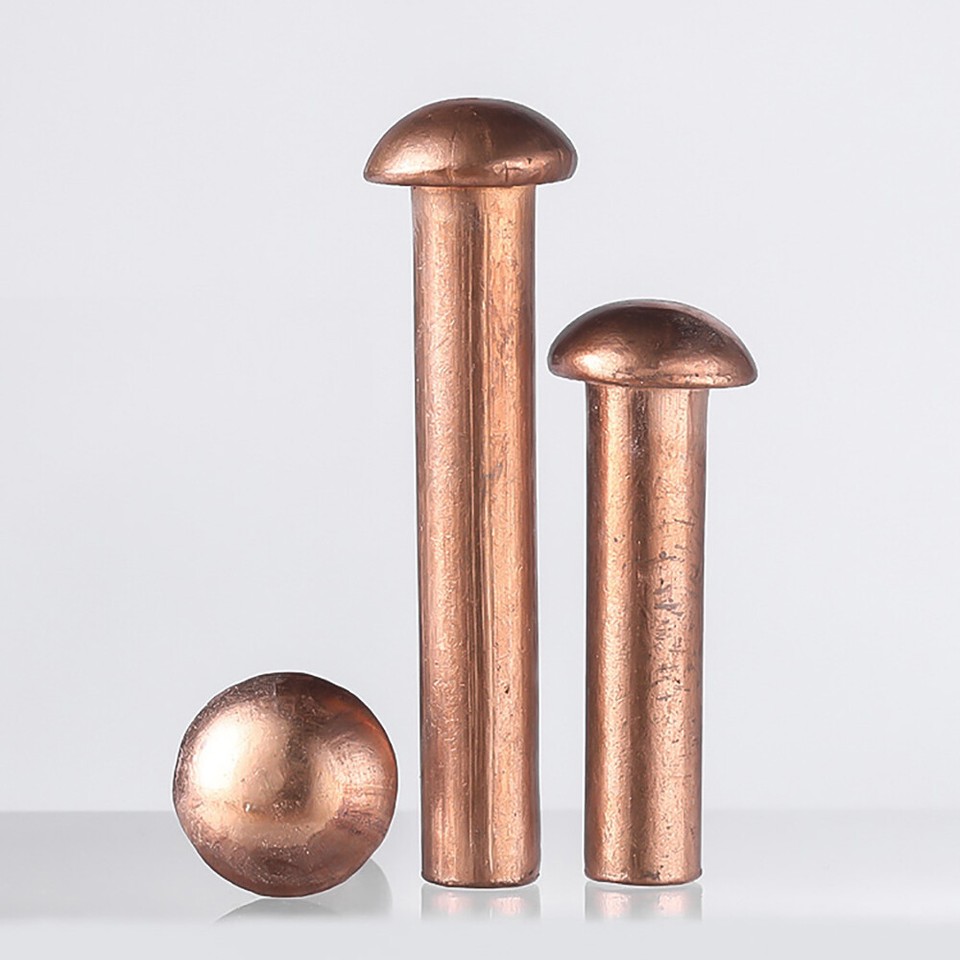 Solid Copper Round Head Rivets M4 M5 Copper Dome Head Solid Rivets | eBay