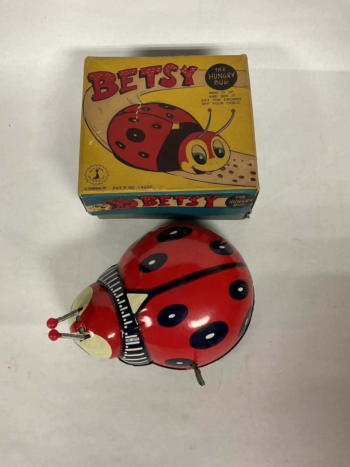 Vintage Antique Haji Betsy The Hungry Bug Windup Toy Works W/Original ...