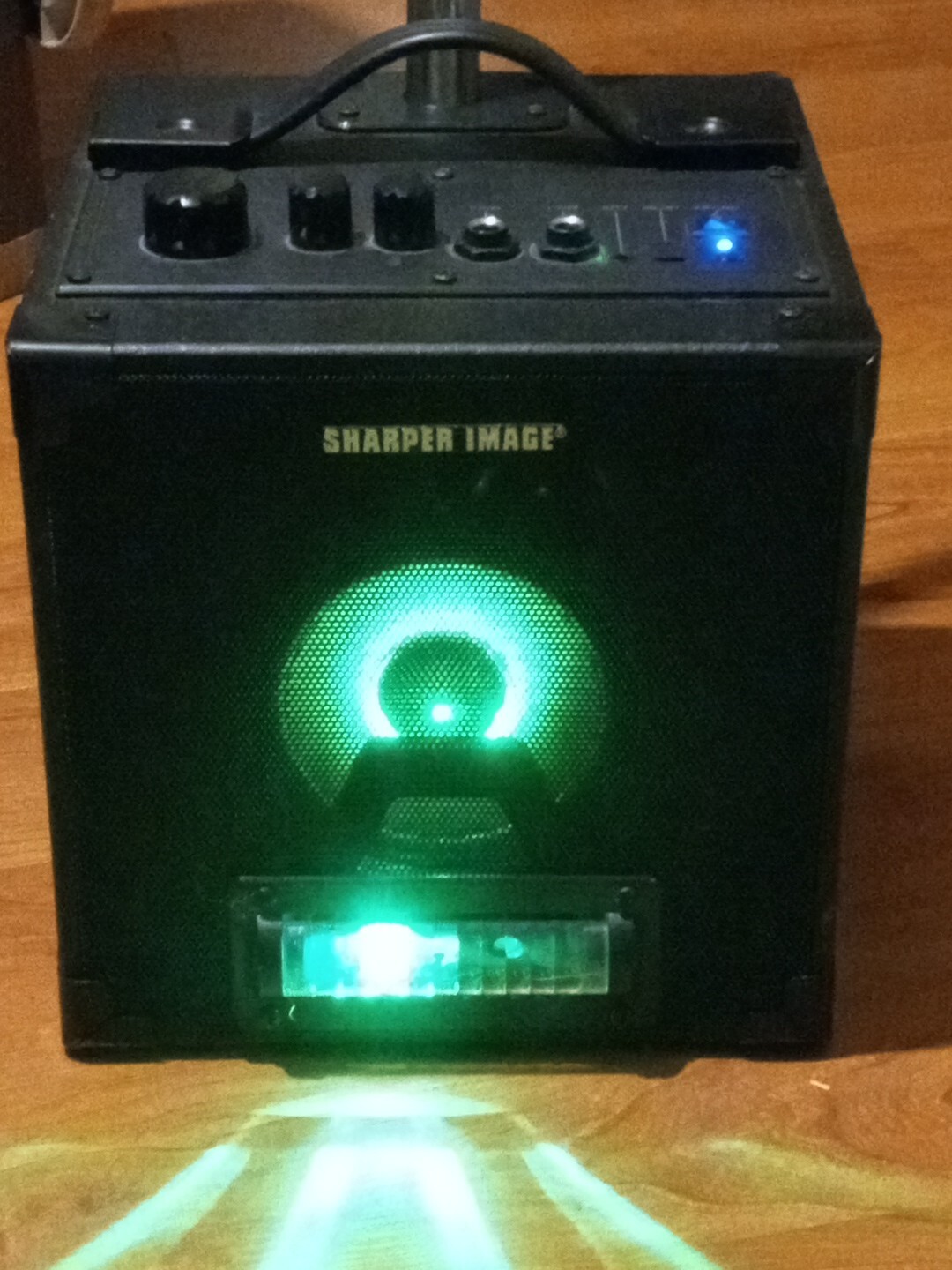 Sharper Image Rechargeable Disco Lights Karaoke Speaker With Microphone ...