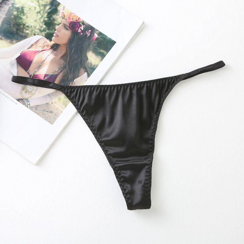 3 Pairs/lot Pure Silk Knit Womens String Bikini Panties Solid Tanga Size S M L | eBay
