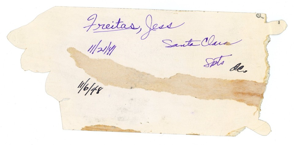 1941 JESSE FREITAS SR., SF 49ERS, SANTA CLARA BRONCOS FOOTBALL Press ...