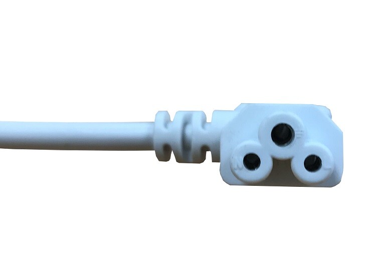 5m White C5 Clover Cloverleaf 90 Degree Angled Mains Cable Lead to UK ...