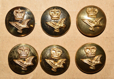 6 Royal Air Force (RAF) buttons, Queens crown, Gaunt, unusual type ...
