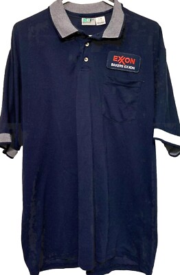 Vintage Exxon Polo Shirt Men’s XL Gas Station Employee Attendant Bakers ...