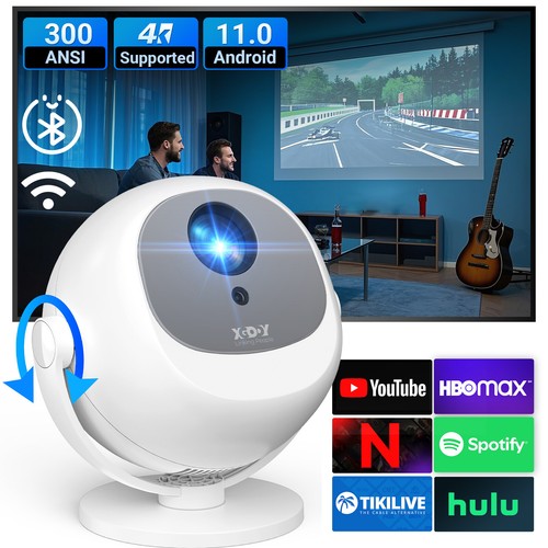 12000 Lumen 4K Projector Smart HD LED WiFi Bluetooth HDMI Android Home ...