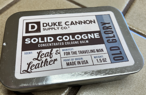 DUKE CANNON MEN'S SOLID COLOGNE LEAF & LEATHER 1.5 OZ NEW IN TIN ...