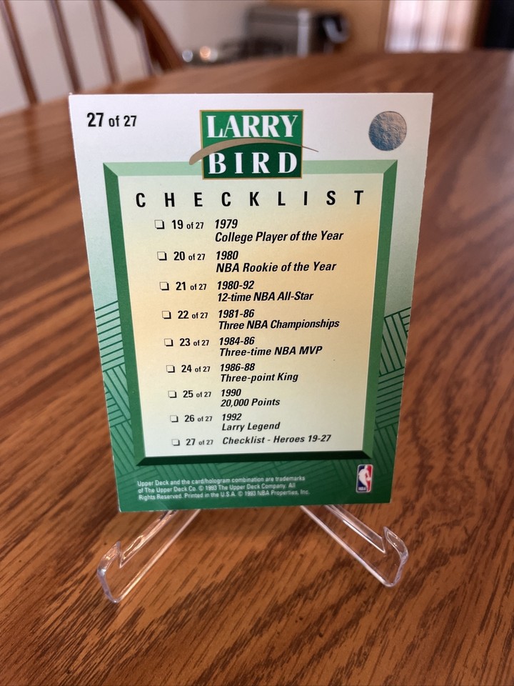 Larry Bird 1993 Upper Deck Boston Celtics Checklist #27 | eBay
