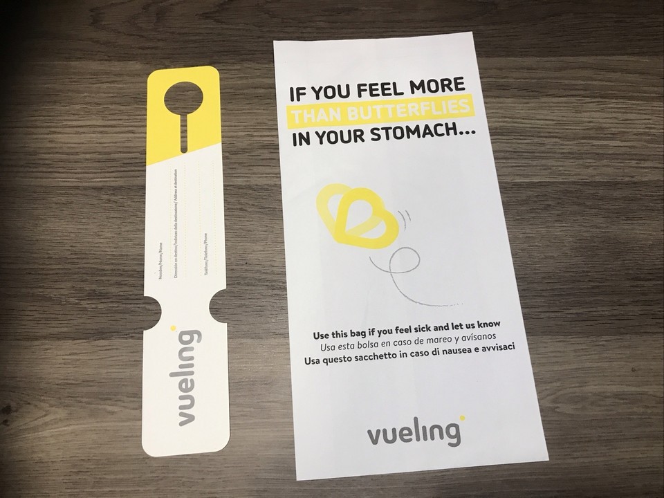 Vueling Airlines Air Sickness Bag And Bag Tag | eBay