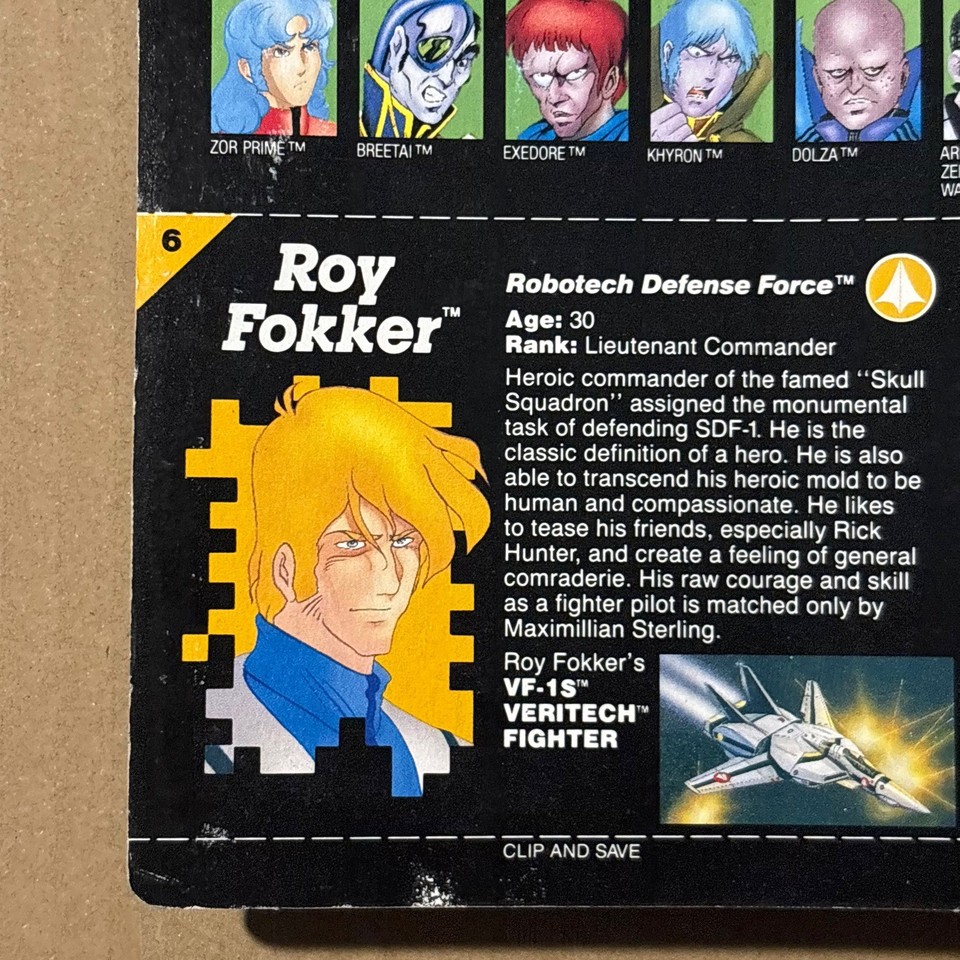 Robotech Macross Roy Fokker Action Figure 1985 Matchbox Harmony Gold ...