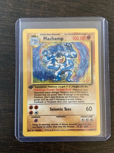 Pokémon Machamp 1999 1st Edition Card Holo Foil Super Rare Finish 8/102 ...