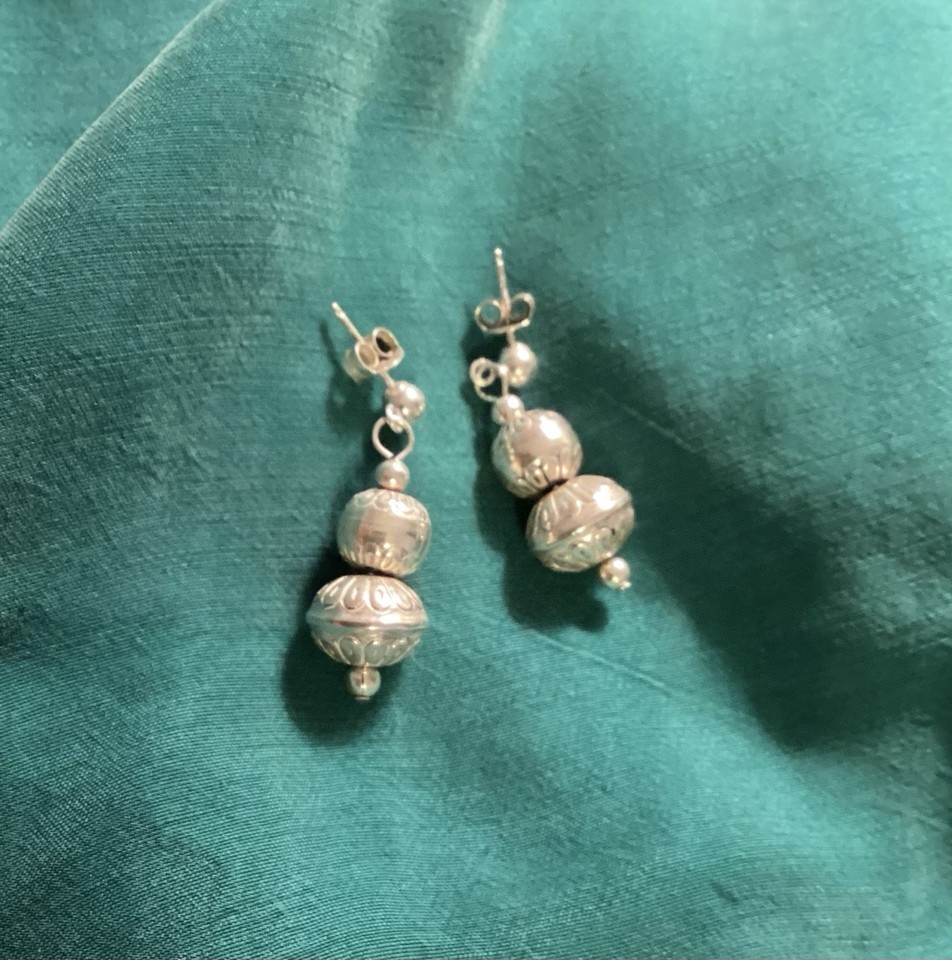 Native American Sterling Silver Ball Bead Earrings | eBay