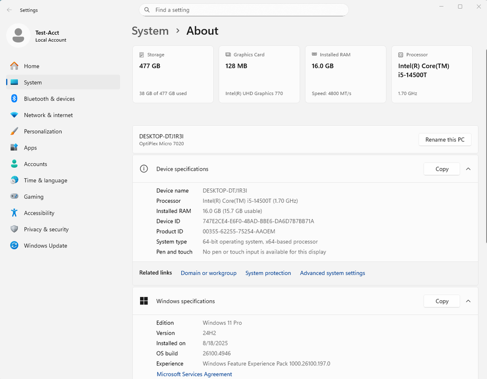 DELL D15u OptiPlex Micro 7020 Desktop i5-14500T 16GB - UPGRADED 512GB ...