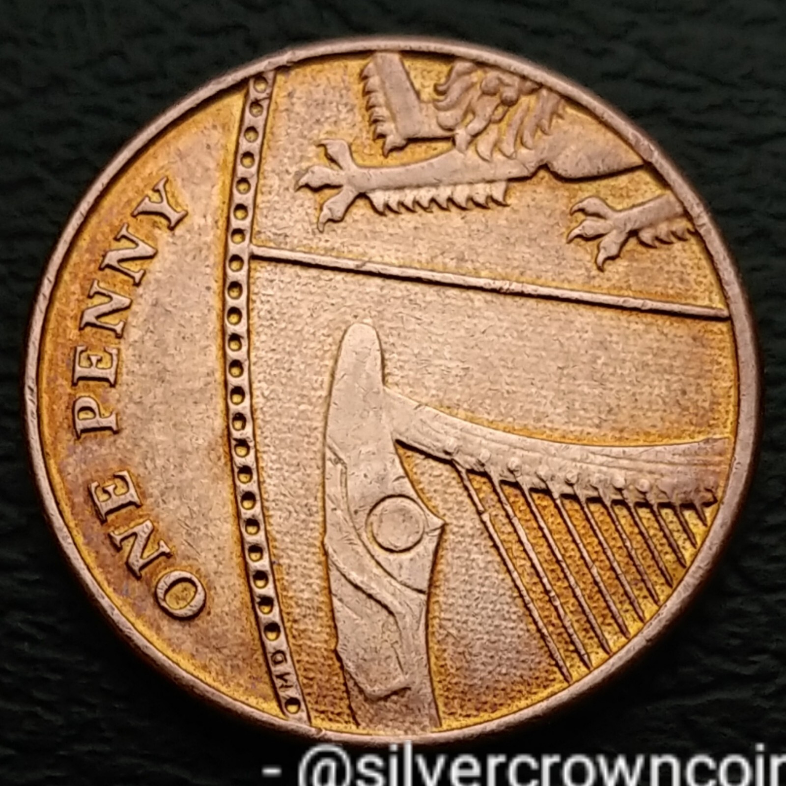 UK Great Britain 1 Penny 2011. KM#1107. One Cent coin. Lion & Harp ...
