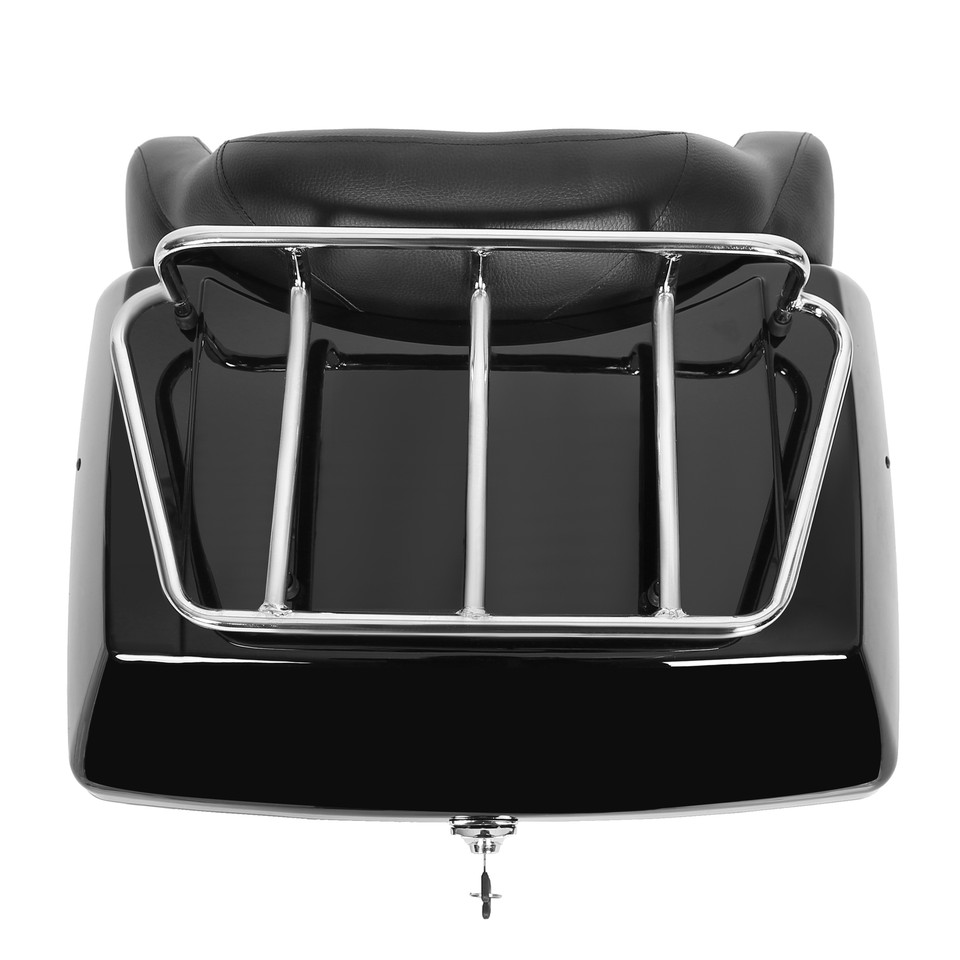 Universal Motorcycle Tail Box Luggage Trunk w/ Top Rack For Harley ...