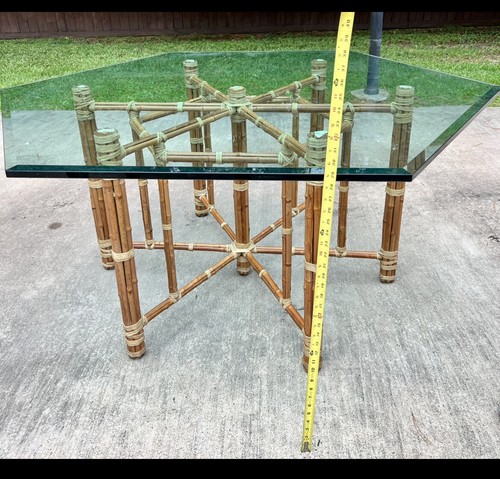🎋 McGuire bamboo rawhide MCM dining table BASE ONLY vintage VHTF seats ...