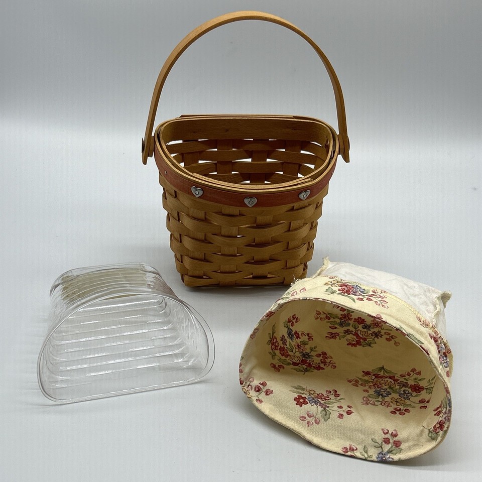 Longaberger 2001 Sweetheart Red Love Notes Basket W/Liner And Plastic ...