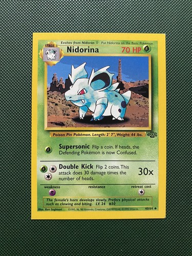 POKÉMON 1999 WOTC JUNGLE ERROR CARD NIDORINA NFC SQUARE CUT MISCUT | eBay