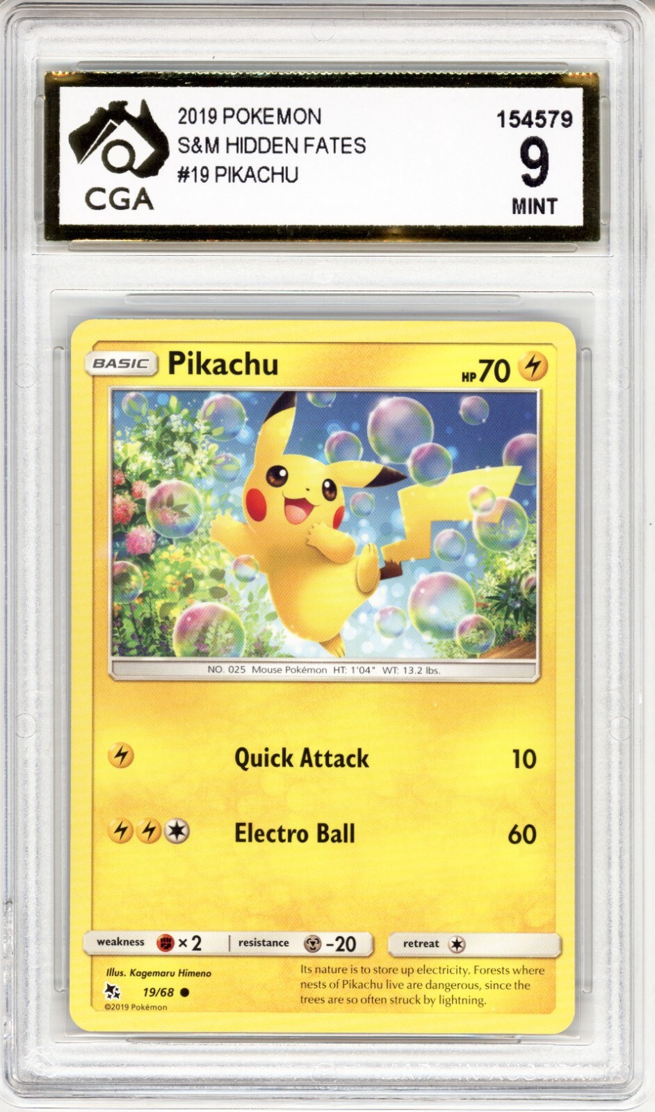 Pokemon Pikachu - Hidden Fates #19 CGA 9 (Mint) 2019 - Card | eBay