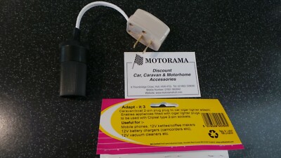 CLIPSAL CARAVAN MOTORHOME 12V 2 PIN PLUG ADAPTOR TO FEMALE CIGARETTE ...