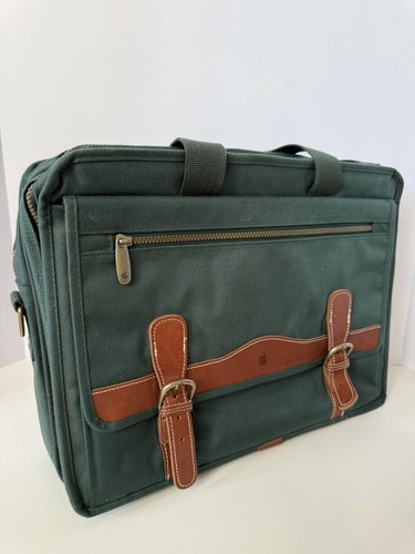 Vintage Apple Briefcase, Mac Laptop Computer Messenger Bag Green Canvas ...