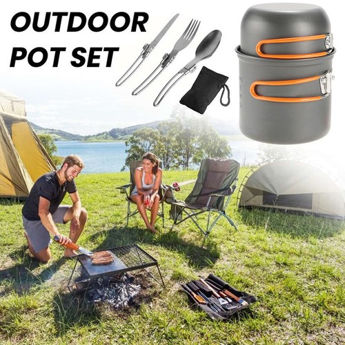 Outdoor Set Of Pots For 1-2 People, Portable Camping Cookware With ...