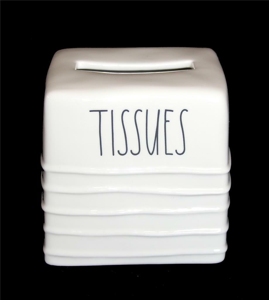 RAE DUNN Artisan Collection Heavy Off-white Ceramic Ribbed Tissue Box ...