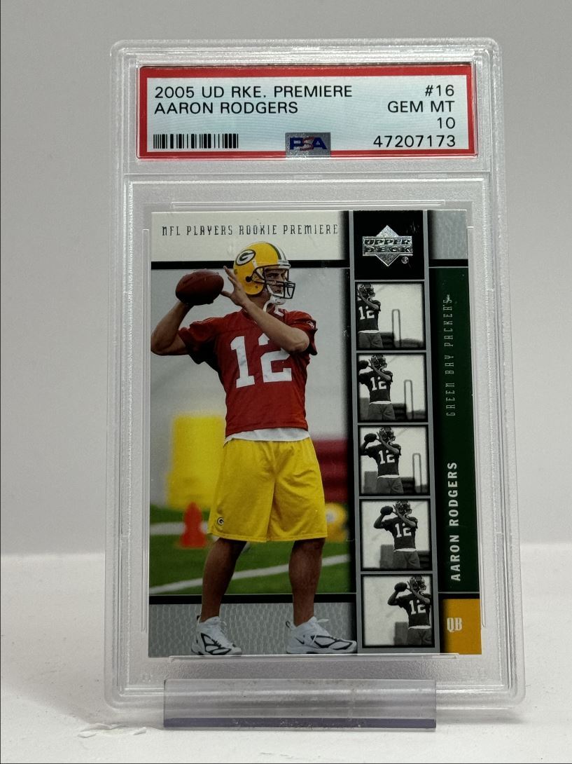 AARON RODGERS 2005 UPPER DECK FOOTBALL ROOKIE PREMIERE RC PSA 10 Q2893 ...