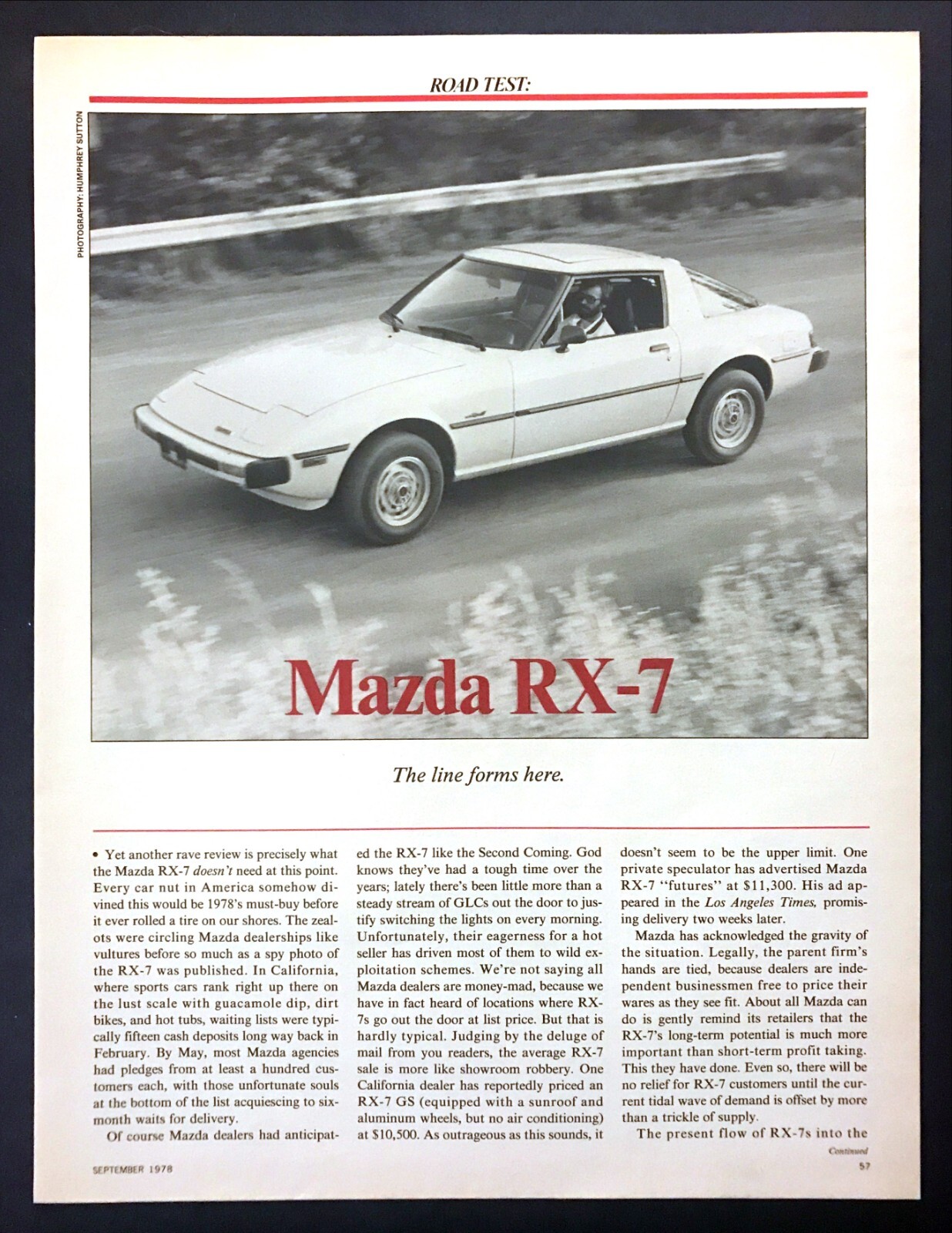 1978 Mazda RX-7 Coupe Road Test Technical Data Photos Review Article | eBay