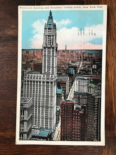 Woolworth Building and Broadway Looking North New York City New York ...