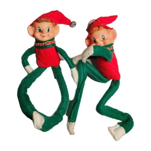 Pair Vintage Knee Hugger Elf Elves Pixie Christmas Shelf Japan Lot Of 2 ...