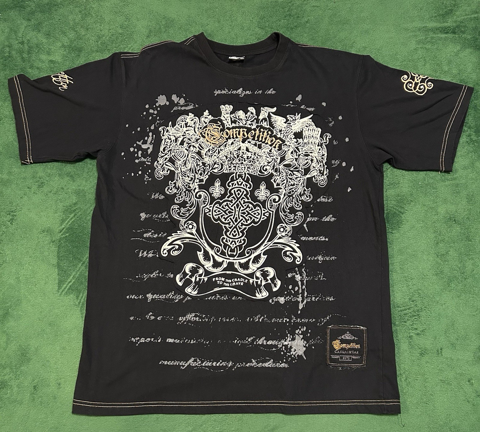 Vintage Y2K Competition Grunge Black Tribal T-Shirt S… - Gem