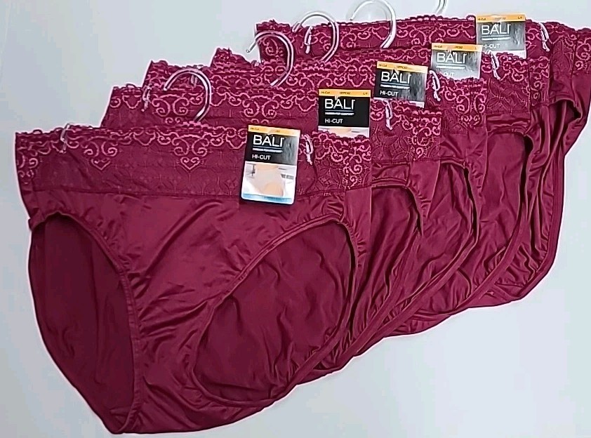 BALI Hi-Cut Underwear Panties 5-Pair Smoothing DFPC62 Maroon RED L/7 ...