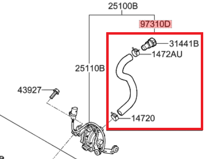 NIRO DE HOSE ASSY-WATER INLET 2016-2022 WAGON 1.6L PETROL -GENUINE NEW ...
