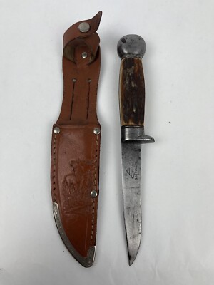 Solingen Germany Knife Stag Handle Blade & Sheath (Edge Brand?) No ...