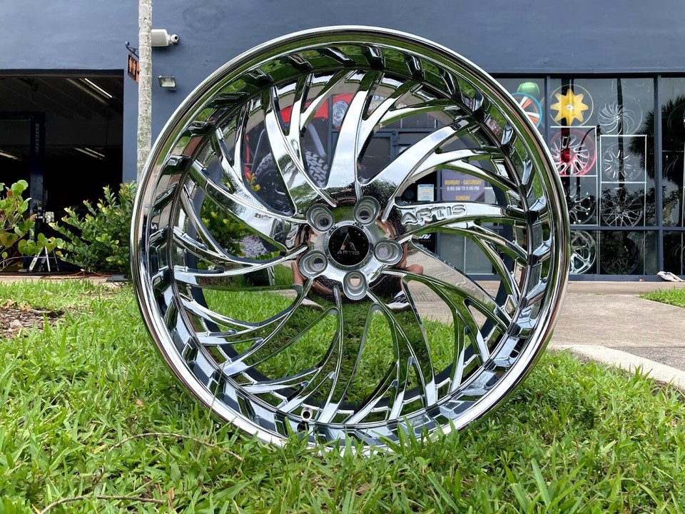 22"ARTIS DECATUR CHROME LIP WHEELS 5x115 22x9 HIGH OFFSET FORGIATO ...
