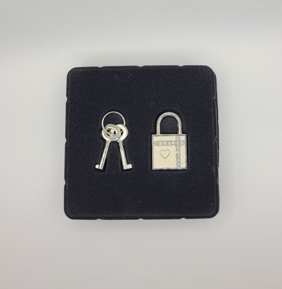 Handbag Charm Keychain White Lock & Keys With Crystal Rhinestone | eBay