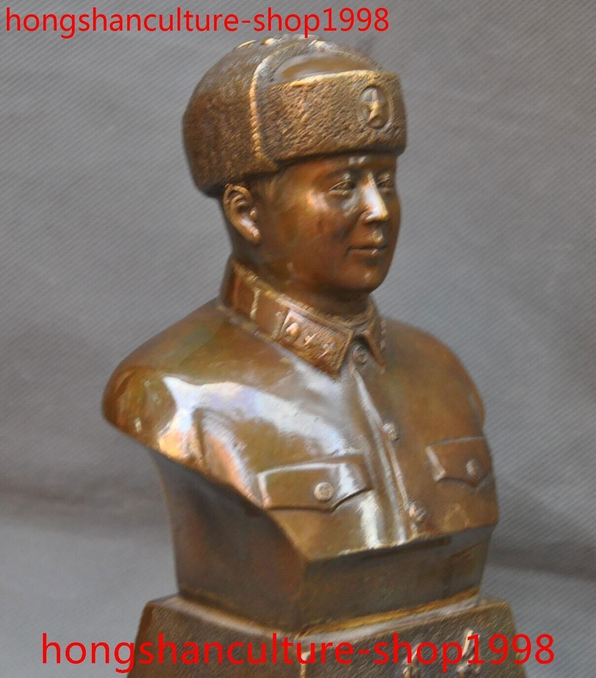 9.2" bronze Great liberation army warrior Soldiers Lei Feng Bust ...