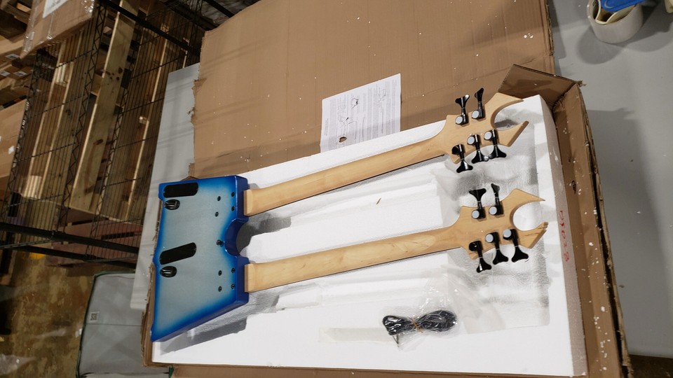 Double Neck 5/5 Strings Electric Bass, Blue Burst Finish, Maple Neck ...