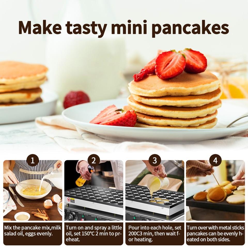Commercial Mini Dutch Pancake Baker 50Pcs Electric Nonstick Waffle ...