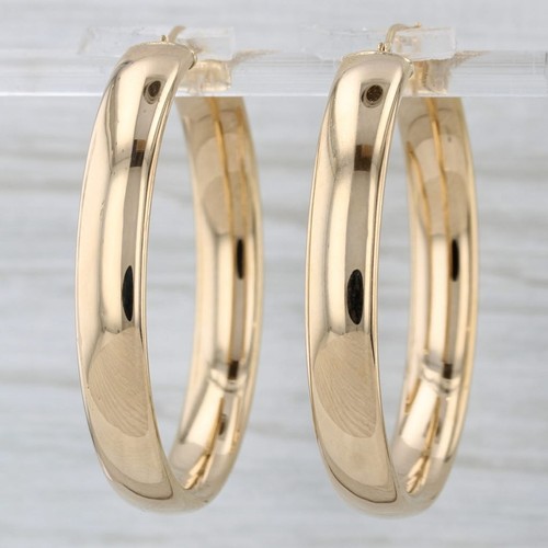 Large Hoop Earrings 18k Yellow Gold Snap Top Round Hoops 39 x 6mm ...