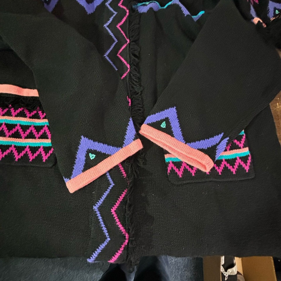 Anthony Original Sweater Scarf Set 2X Black Embroidered Cultural Long ...